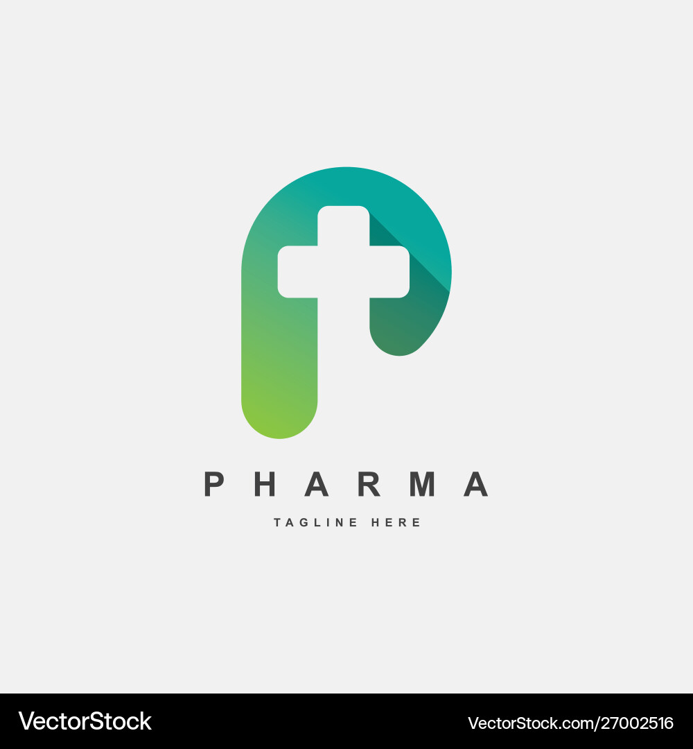 Letter p with cross symbol logo Royalty Free Vector Image