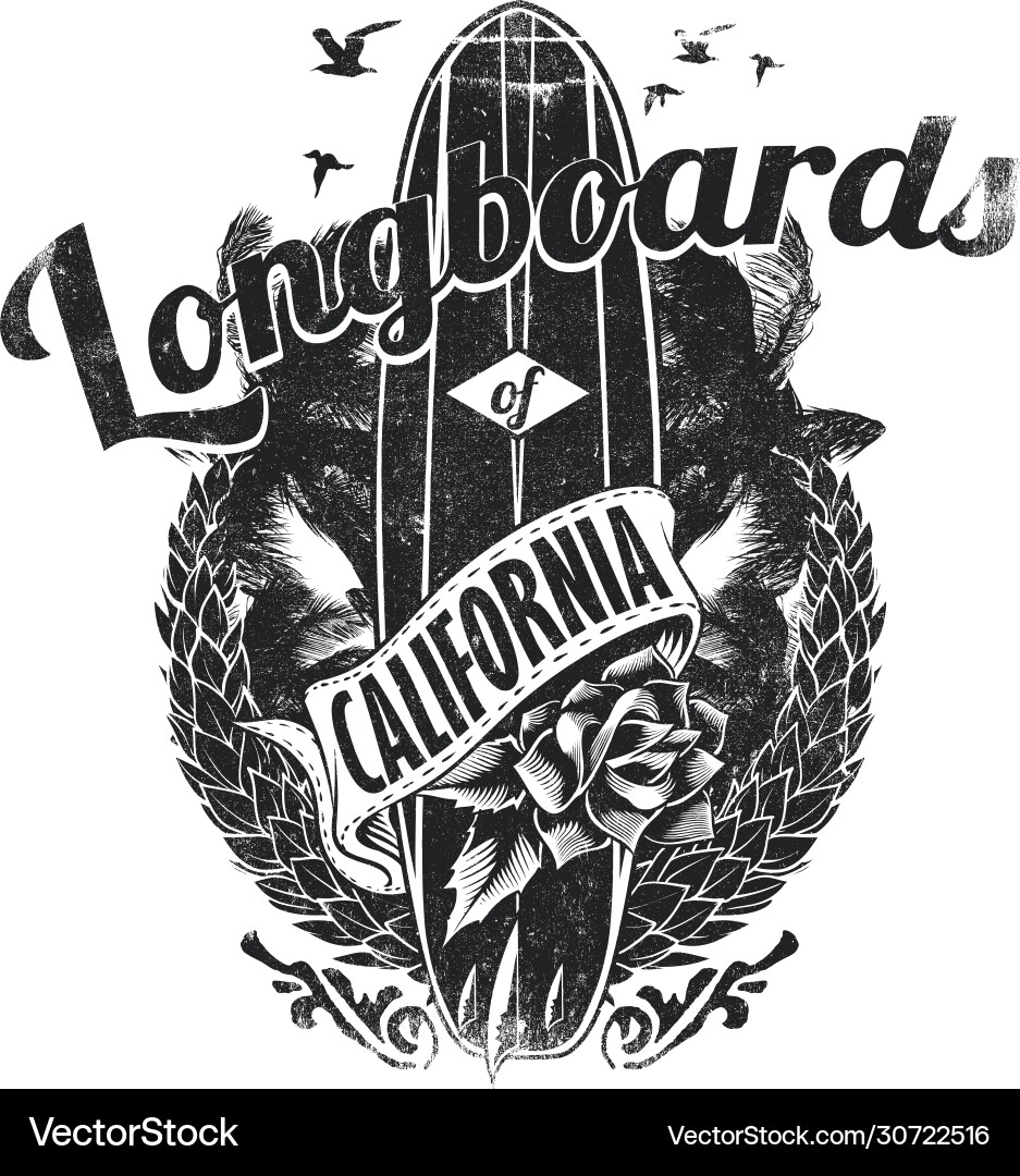 Longboards california Royalty Free Vector Image