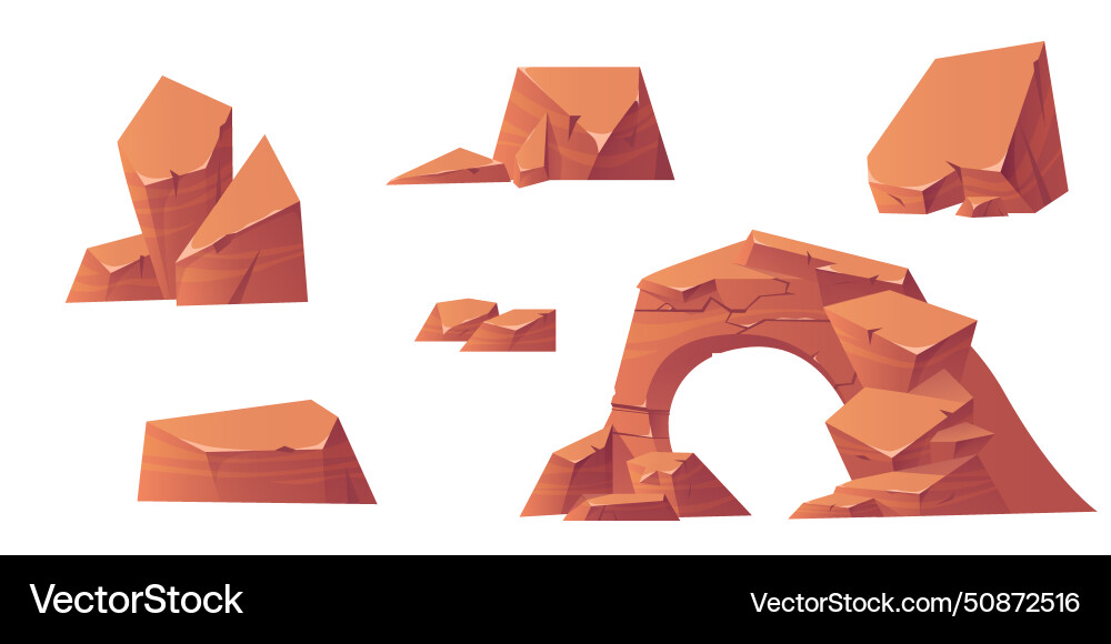 Rocky stones set isolated on white background Vector Image