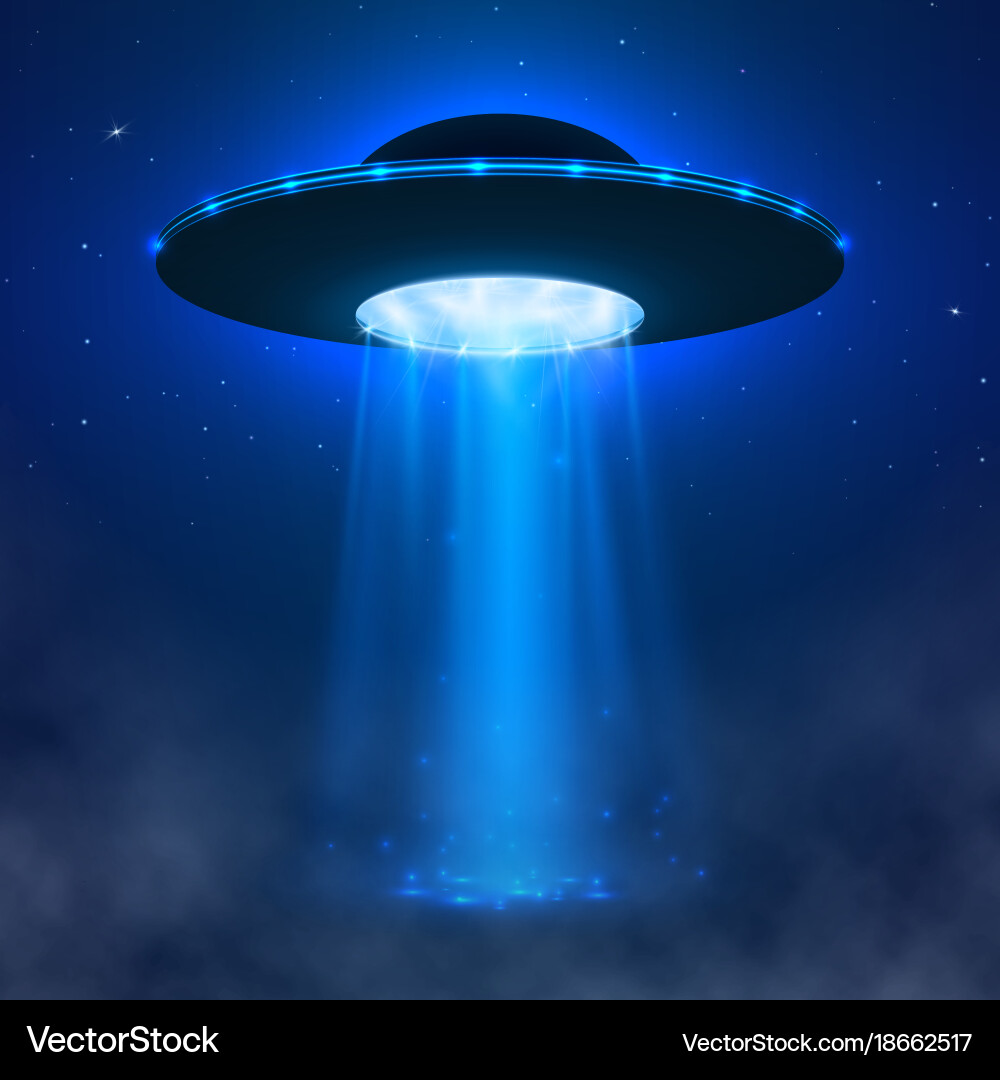 Alien Spaceship with Light Beam Royalty Free Vector Image