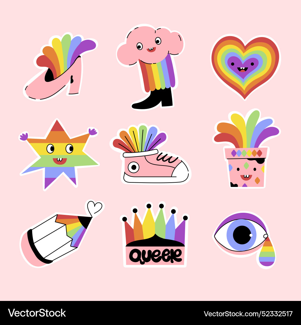 Flat design elements collection for pride month Vector Image