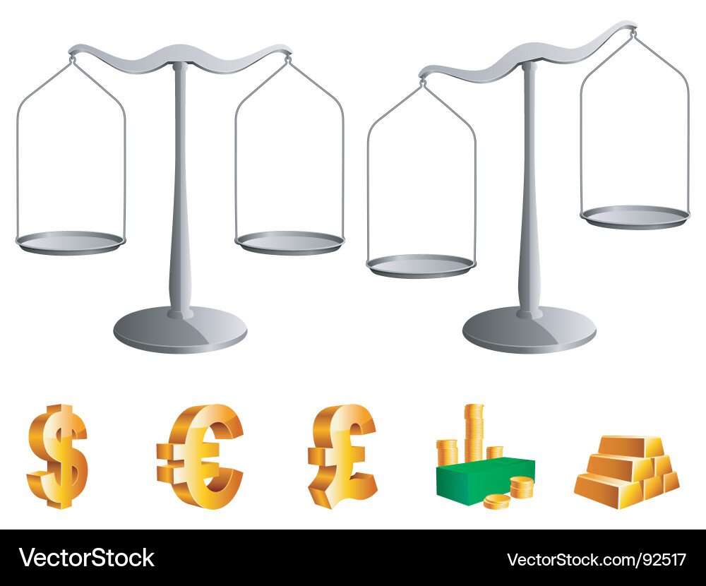 Money Scales Icon Set Royalty Free Vector Image