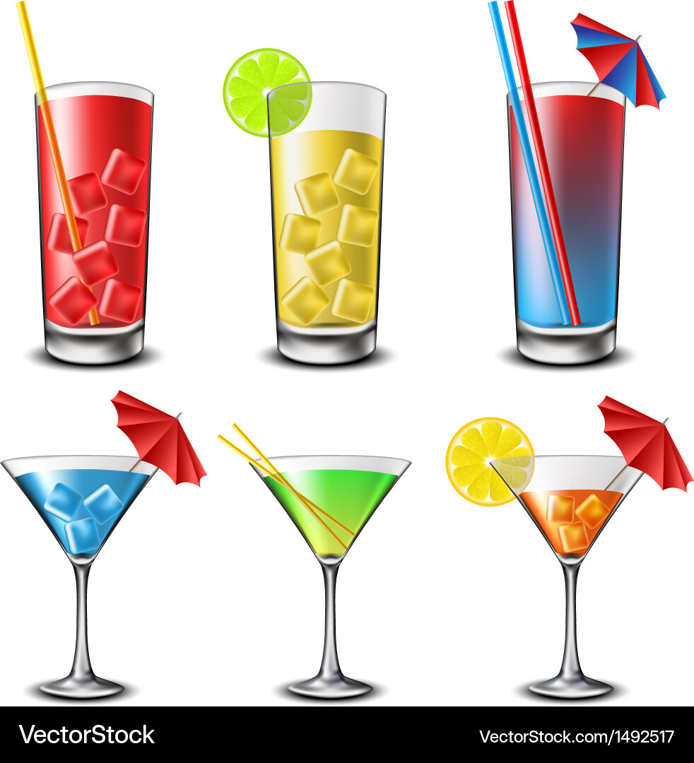 Refreshing Cocktail Collection Royalty Free Vector Image