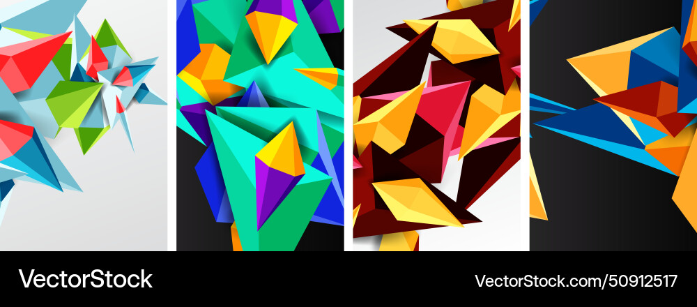 Set of triangle geometric low poly 3d shapes Vector Image