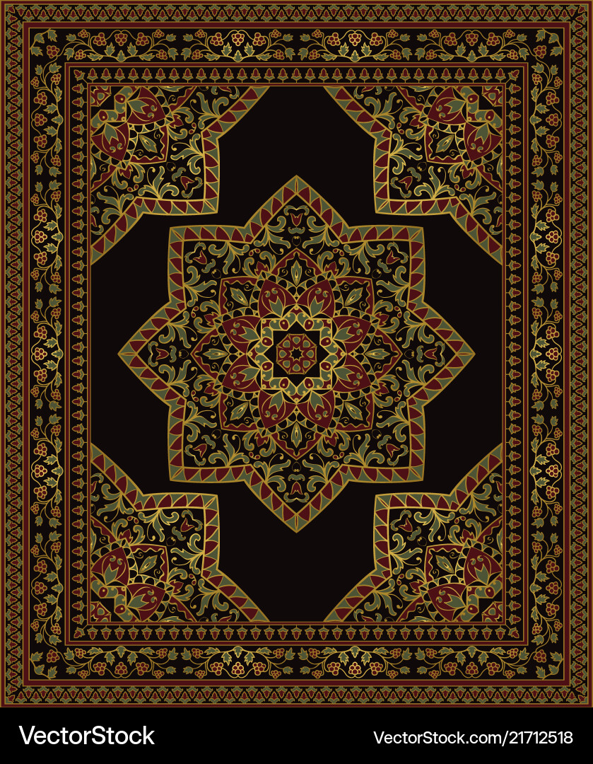 Black carpet with abstract flowers Royalty Free Vector Image