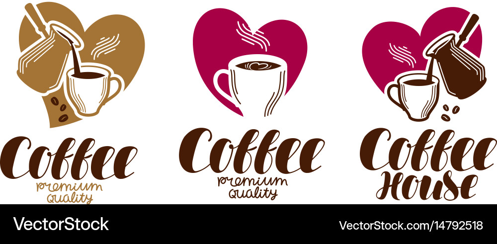 Coffee coffeehouse label set cafe cafeteria Vector Image