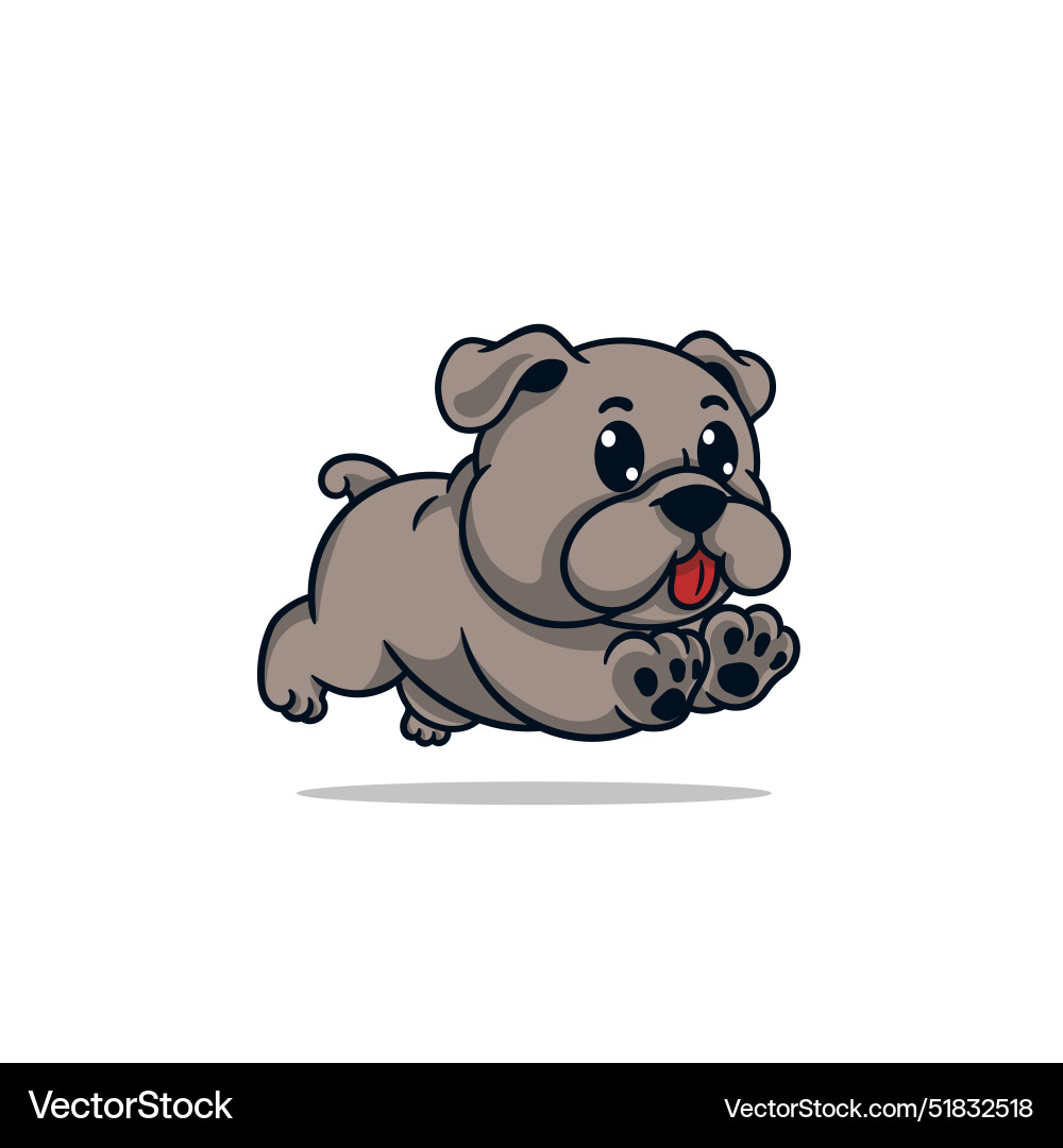 Cute Cartoon Bulldog Running Royalty Free Vector Image