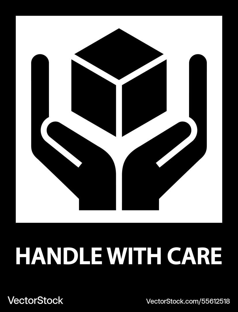 Handle with care sign fragile symbol Royalty Free Vector