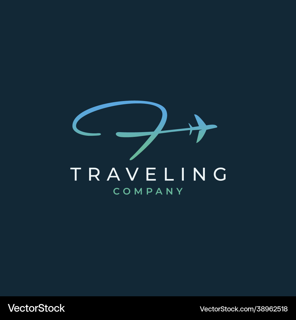 Initial letter f travel logo design Royalty Free Vector