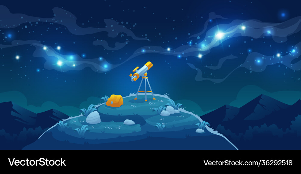 Telescope for astronomy and watching stars Vector Image