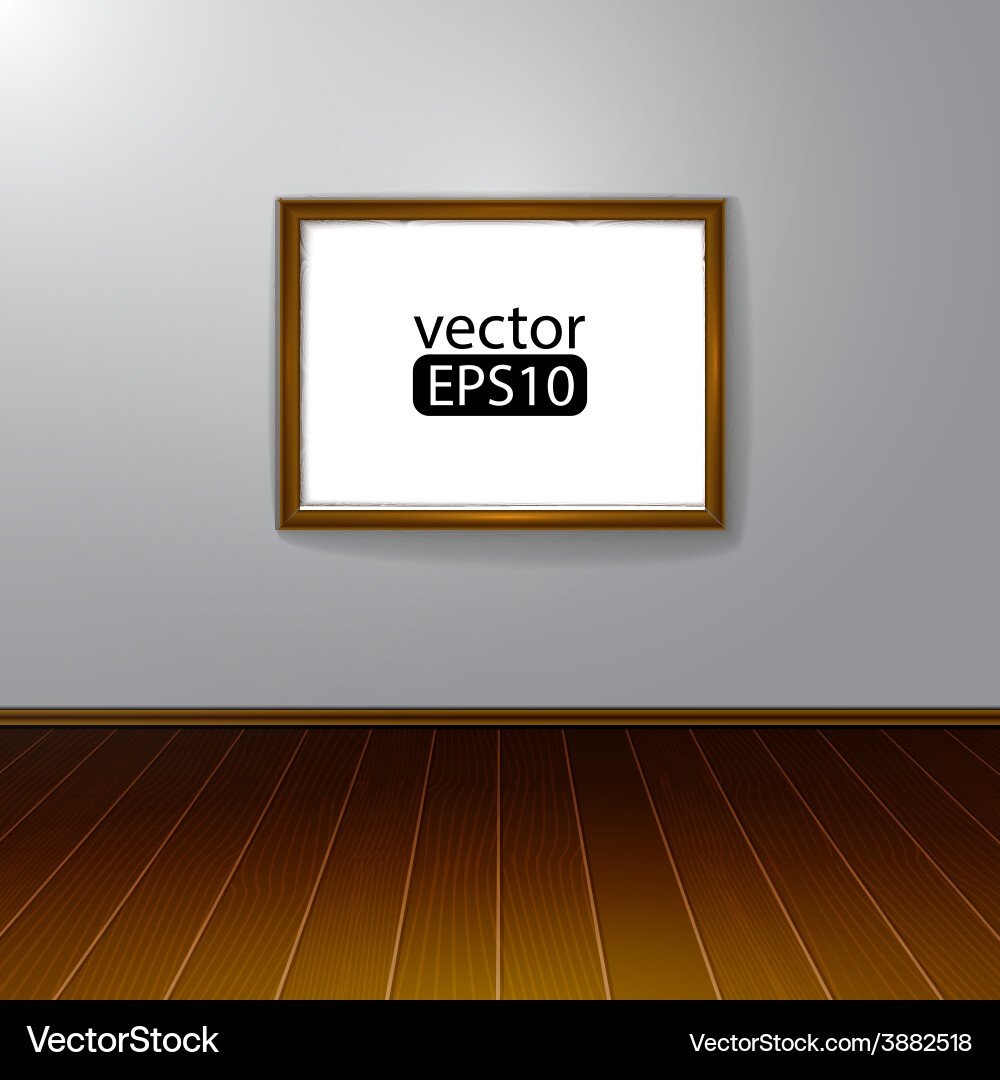 Wooden rectangular 3d photo frame with shadow Vector Image