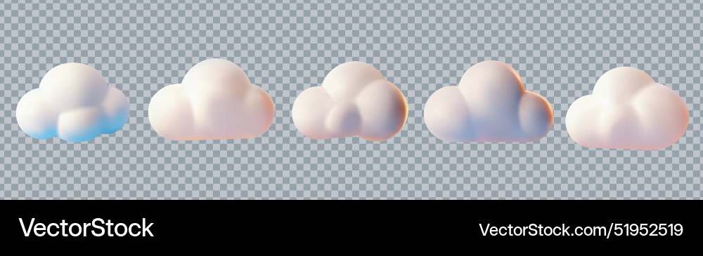 3d clouds set isolated on transparent background Vector Image