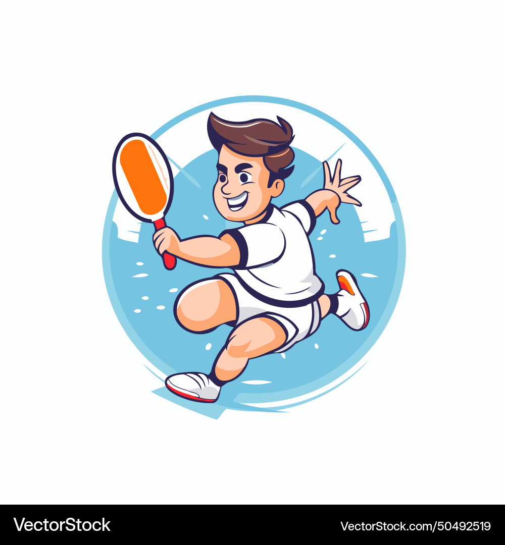Badminton player with racket and ball cartoon Vector Image