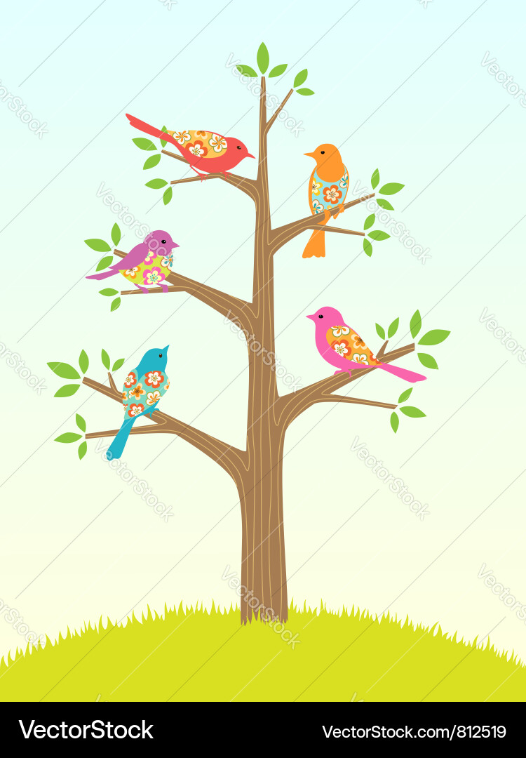 Bird tree Royalty Free Vector Image - VectorStock