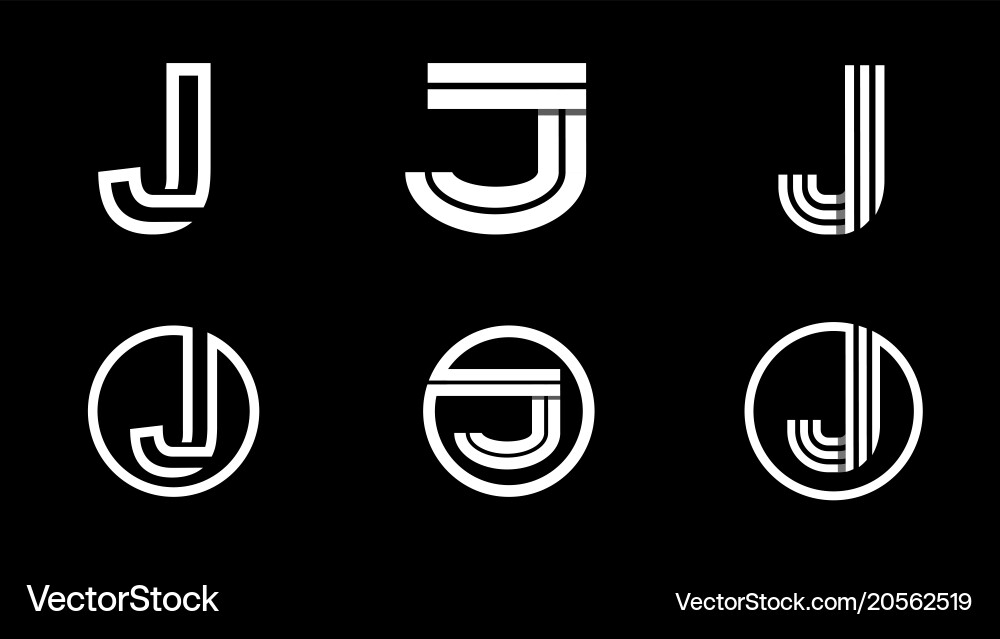 Capital letter j modern set for monograms logos Vector Image