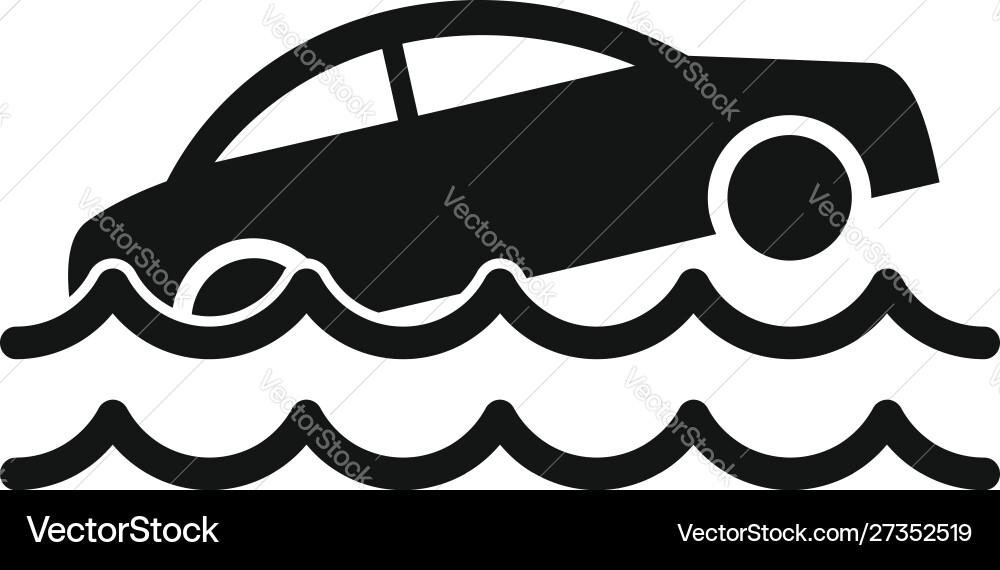 Car flood icon simple style Royalty Free Vector Image
