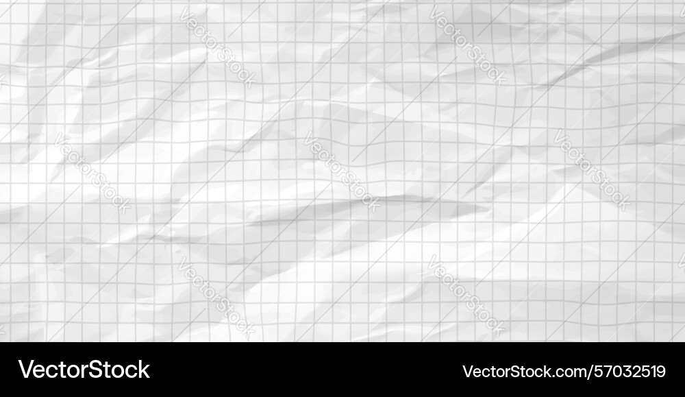Crumpled white paper sheet with check grid lines Vector Image