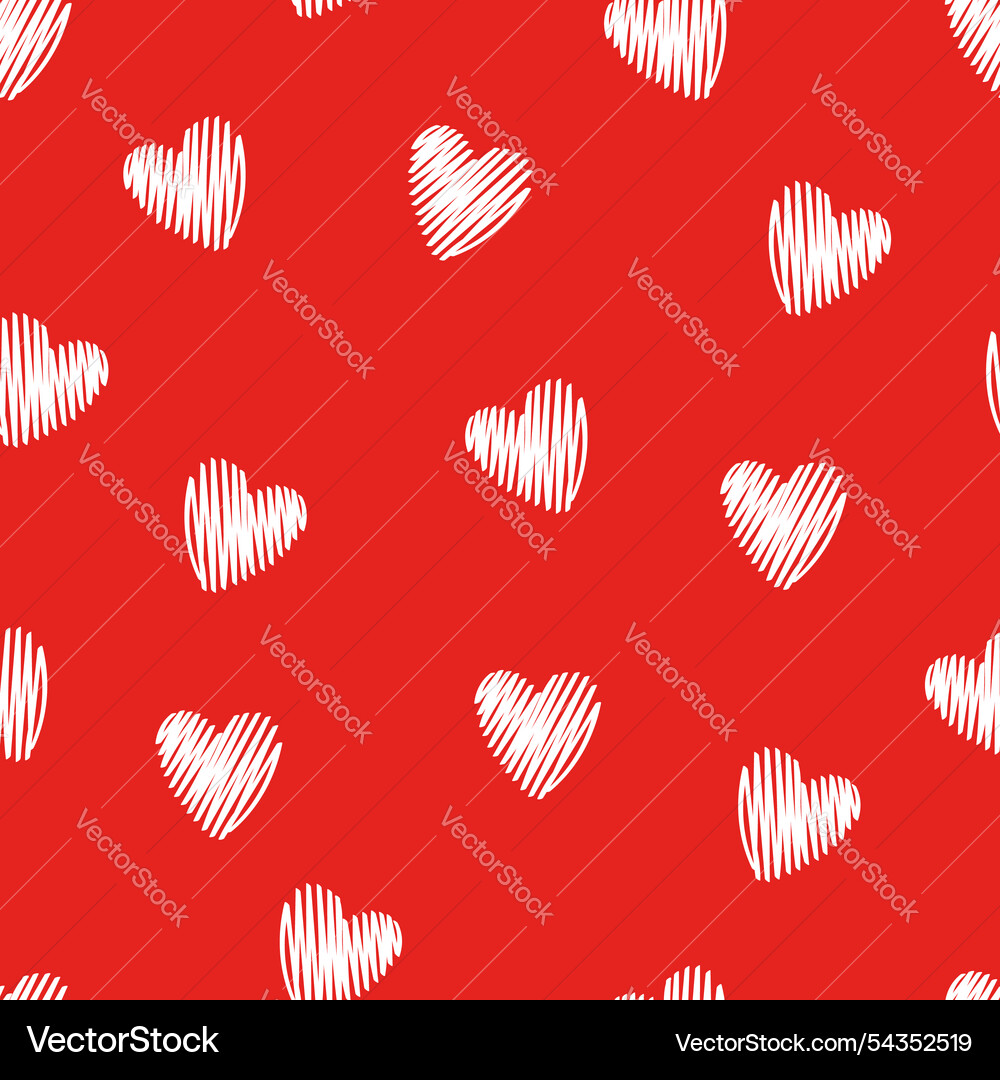 Hearts seamless pattern white on red Royalty Free Vector