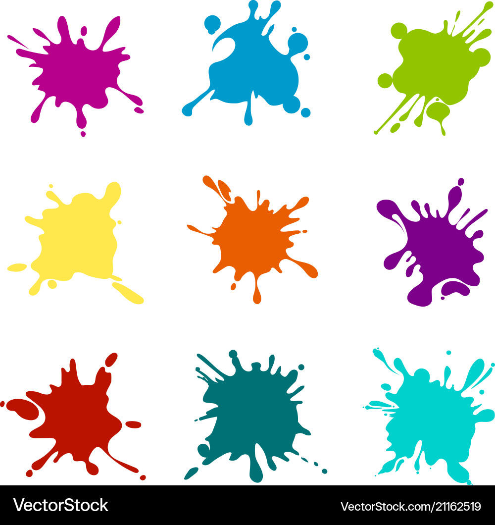 Paint splashes of various colors Royalty Free Vector Image