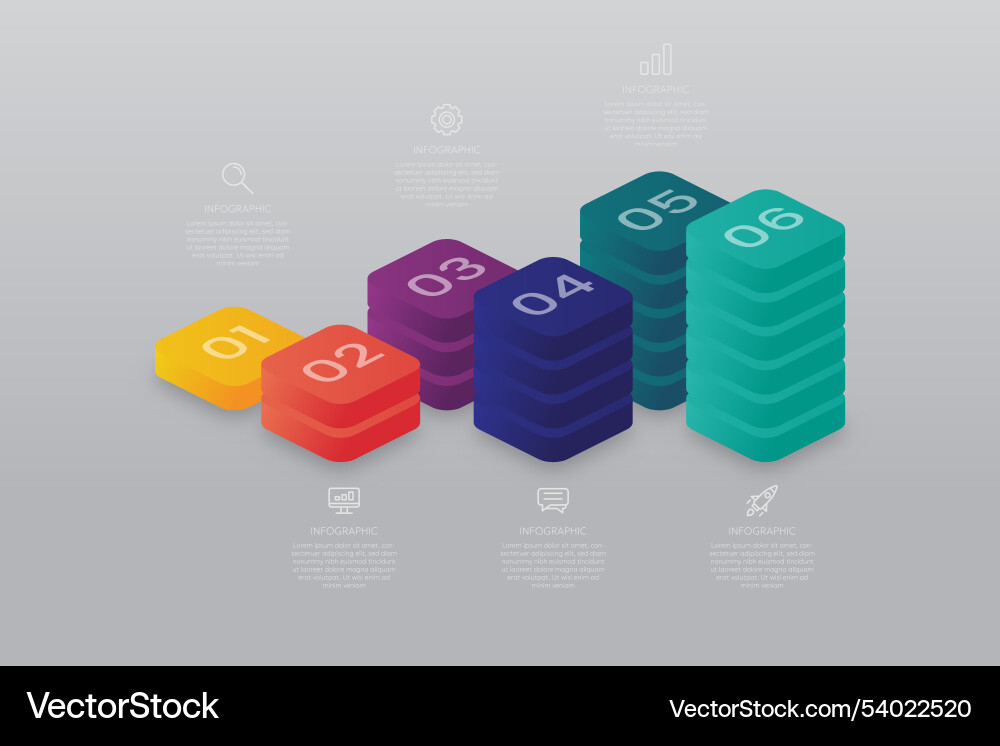 6 step chart infographic template design Vector Image