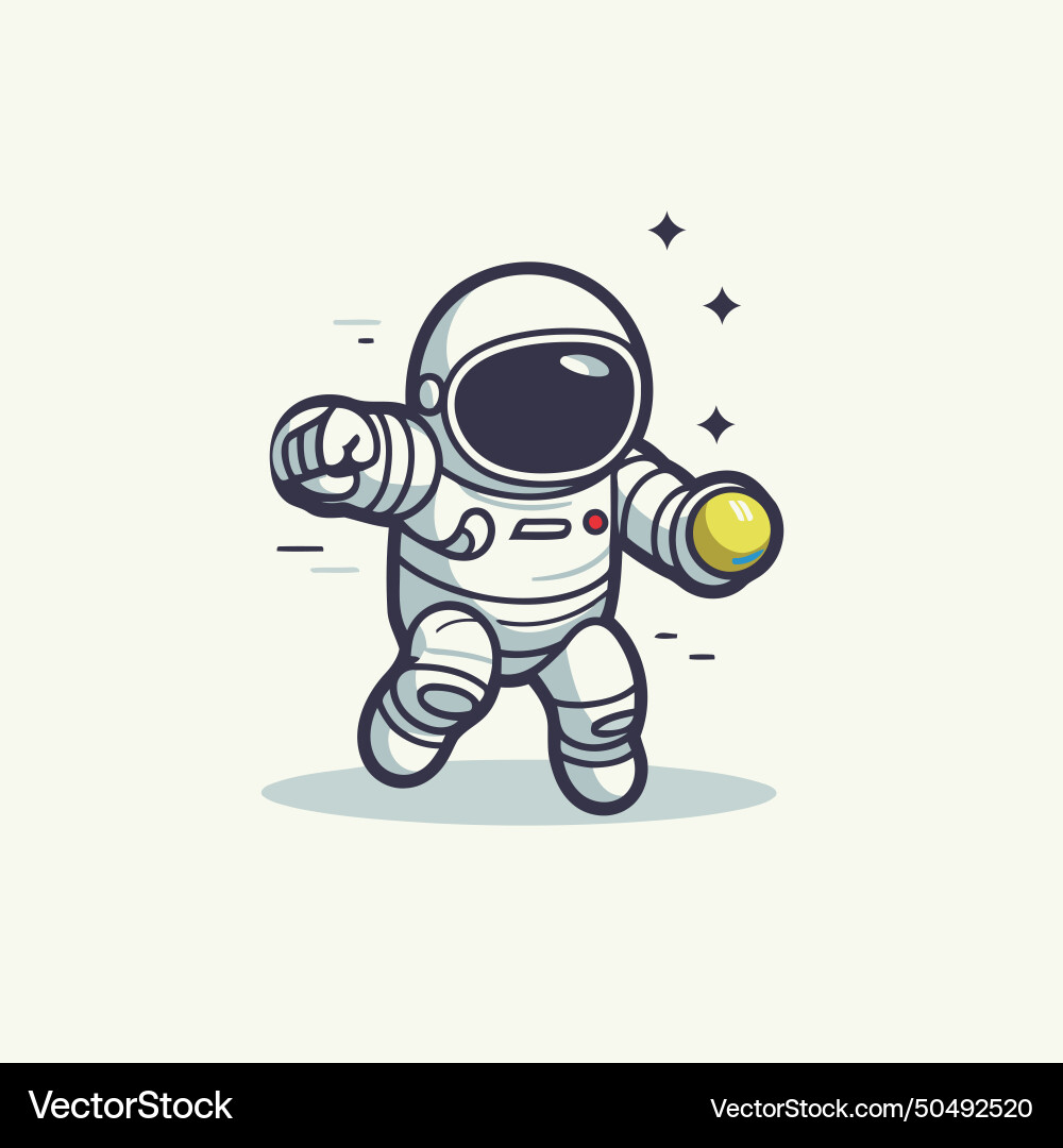Astronaut running with a ball in his hand Vector Image