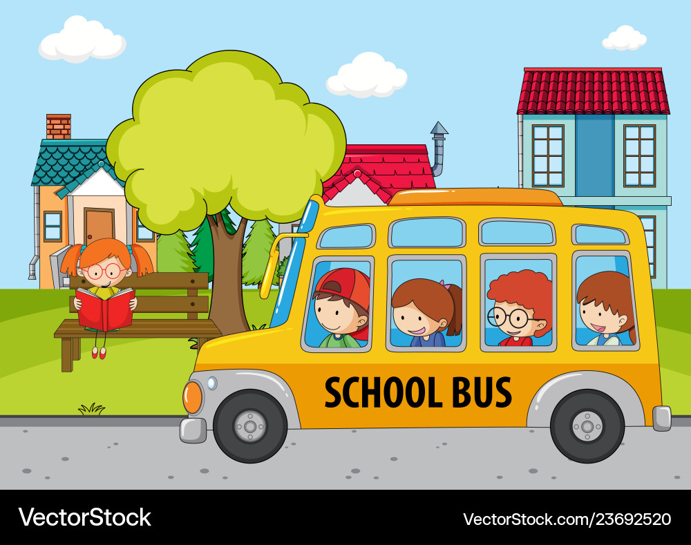 Children in the school bus Royalty Free Vector Image