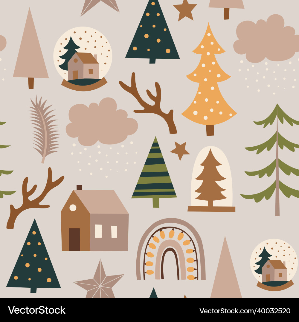 Christmas boho pattern seamless Royalty Free Vector Image