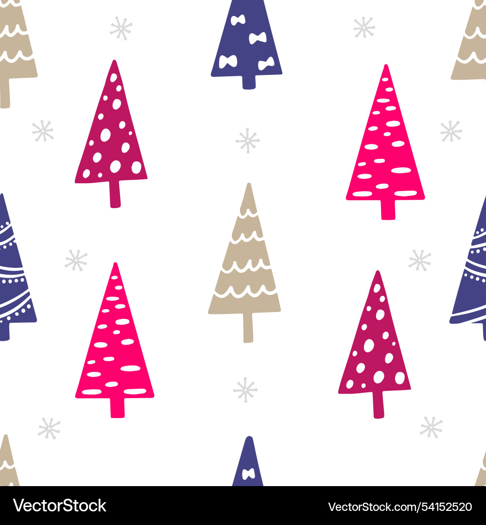 Hand drawn christmas tree pattern Royalty Free Vector Image