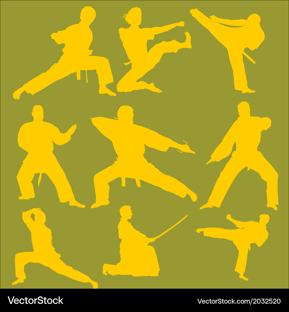 Karate action digital clipart 2 Royalty Free Vector Image