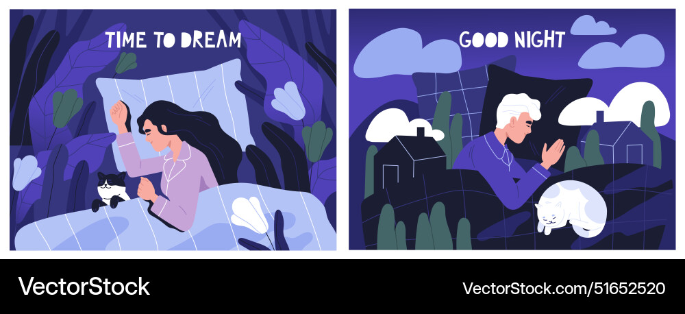 Sweet dreams and good night concept banners Vector Image