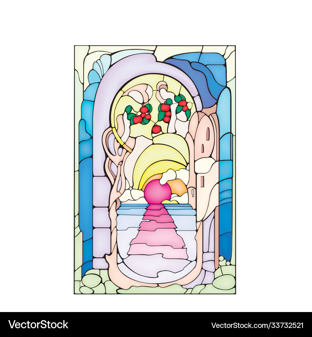 Abstract stained glass window for stylizing large Vector Image