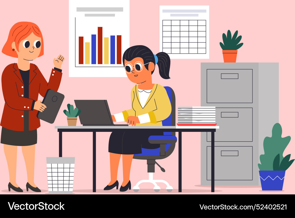 Cartoon working day scenes Royalty Free Vector Image
