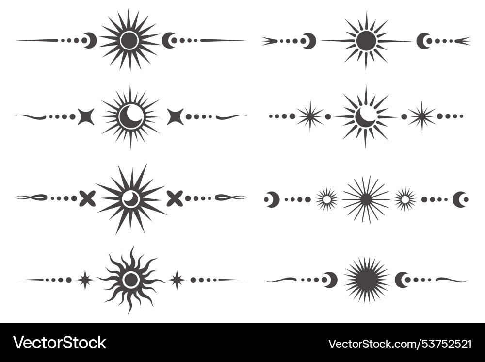 Celestial border with magic moon and mystic stars Vector Image