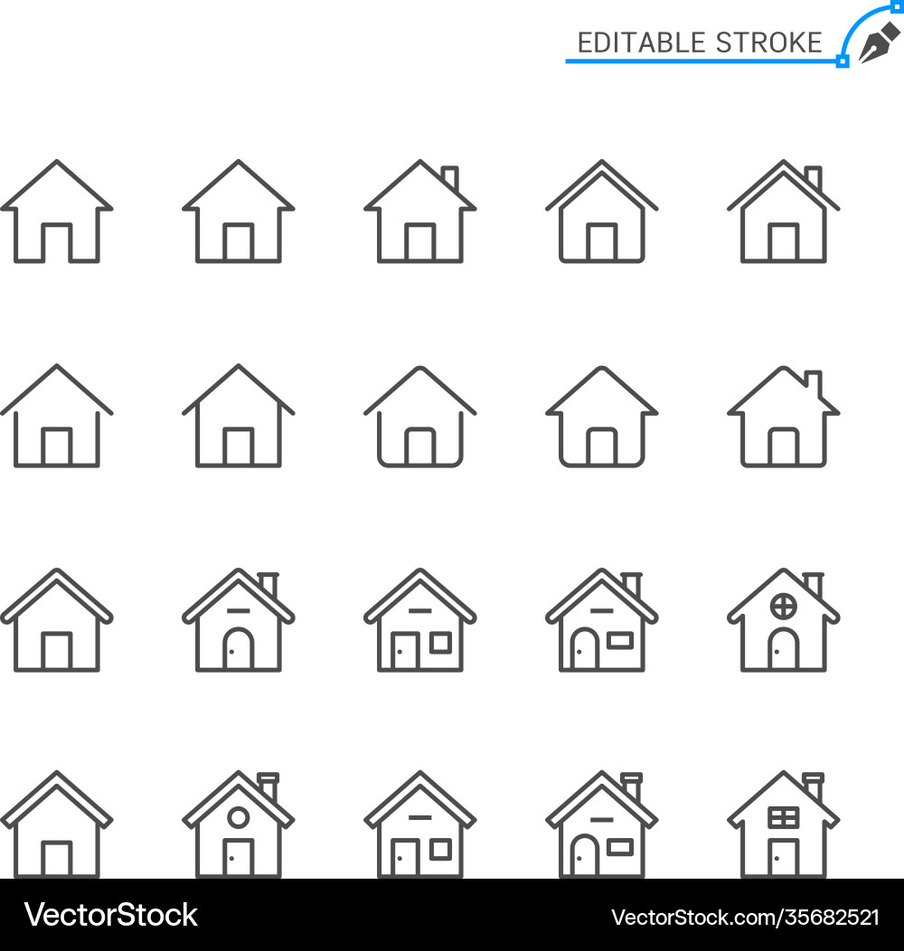 Home line icons editable stroke Royalty Free Vector Image