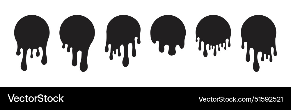 Melt drip circle silhouette paint round splash Vector Image