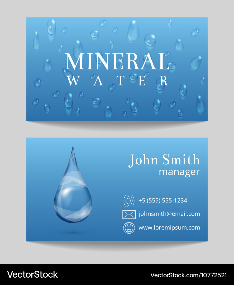 Mineral water delivery business card template Vector Image