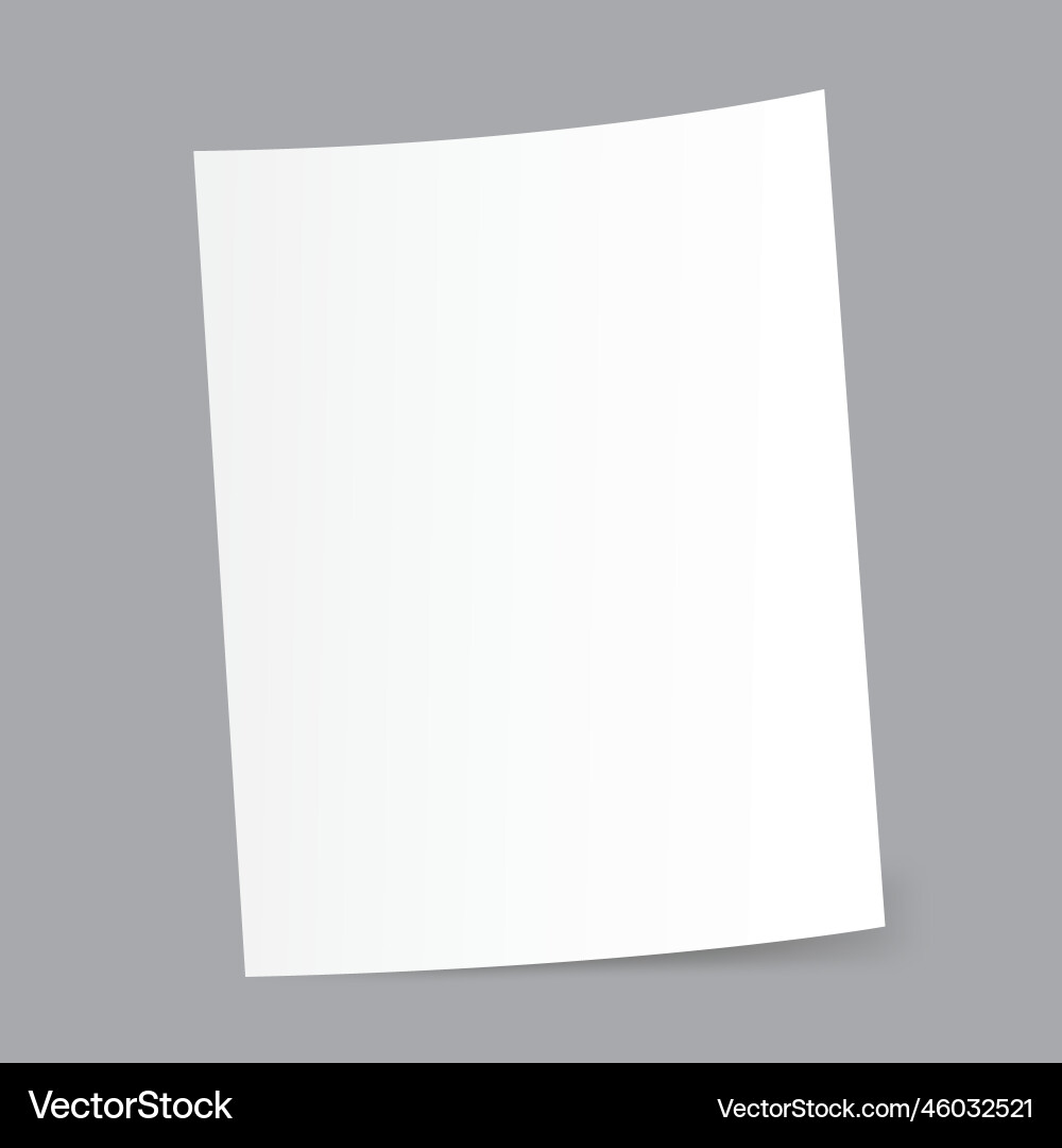 Sheet of white paper with shadow on gray Vector Image