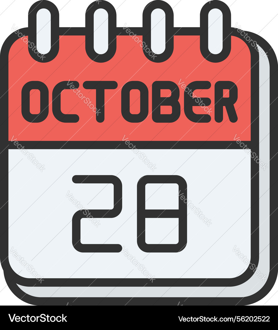 28 october outline filled icon Royalty Free Vector Image