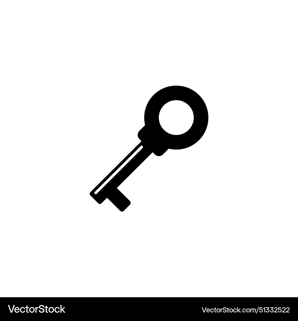 A simple black silhouette of key on plain Vector Image