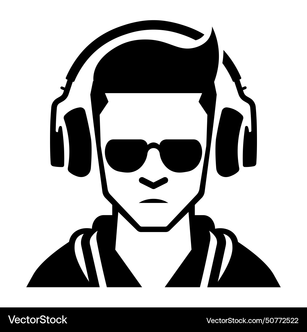 Black dj icon on white background Royalty Free Vector Image