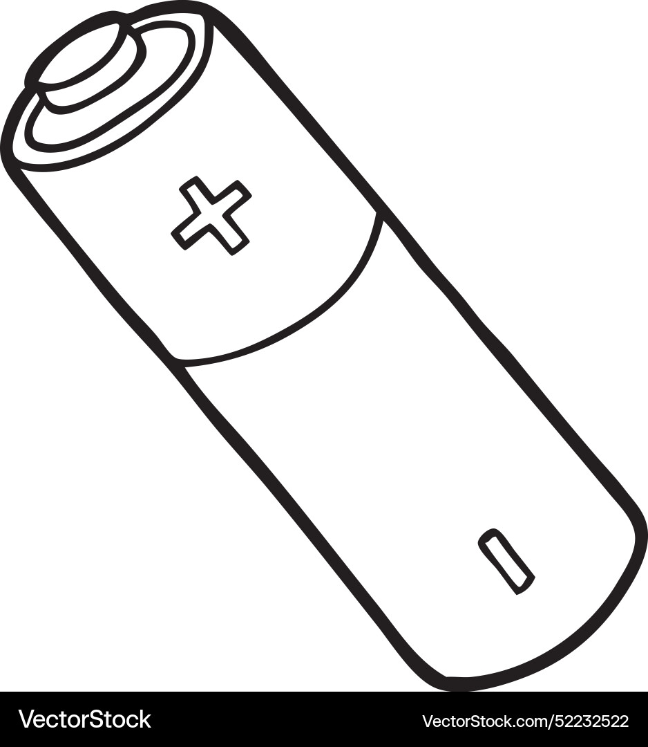 Cartoon hand drawn battery line art Royalty Free Vector