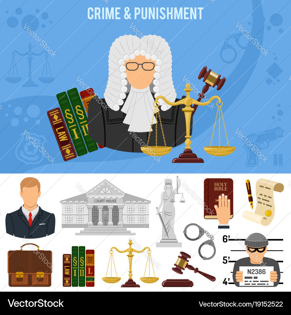 Kriminalität und Strafe Banner Lizenzfreies Vektorbild