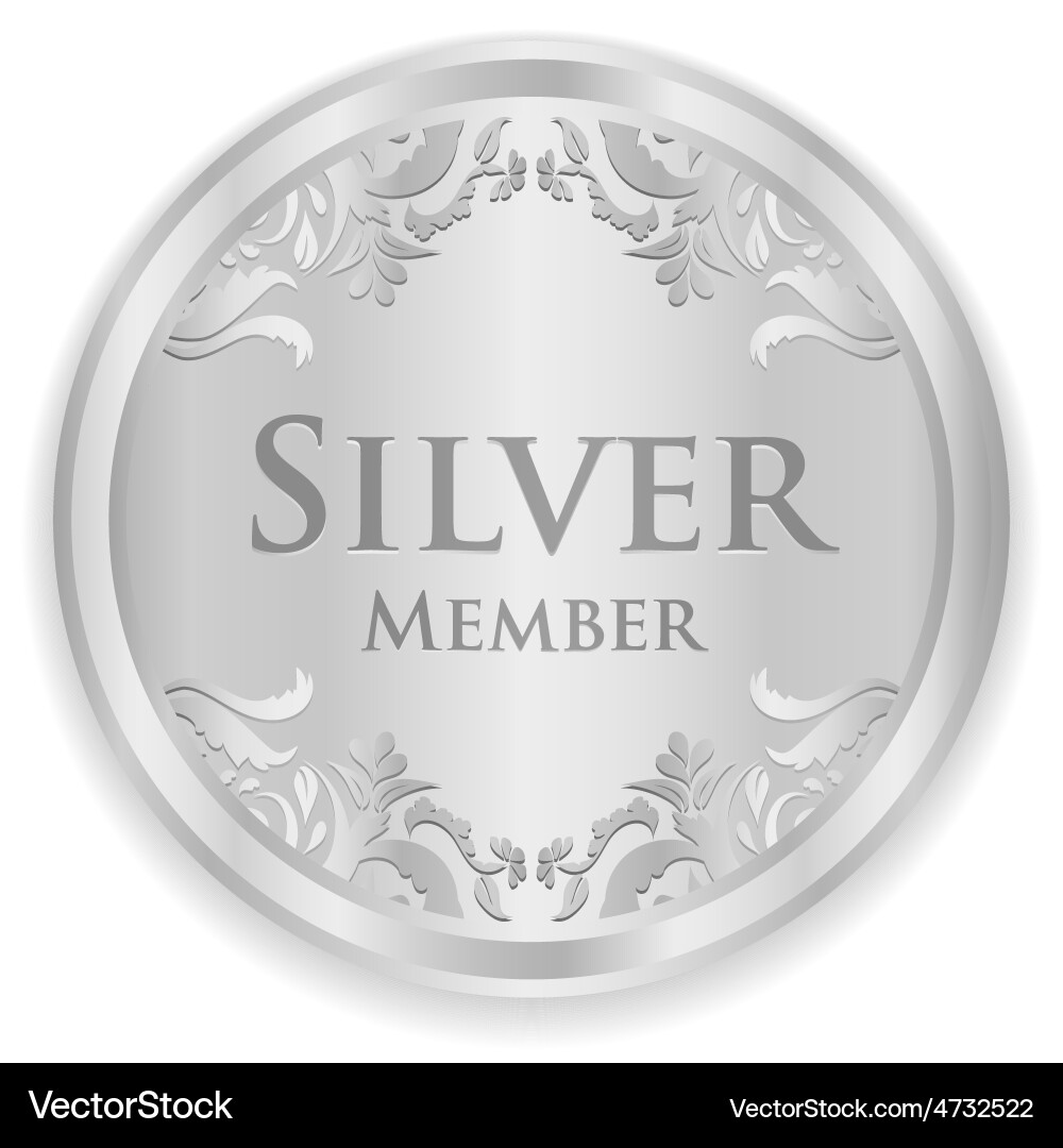 Silver member badge with vintage pattern Vector Image