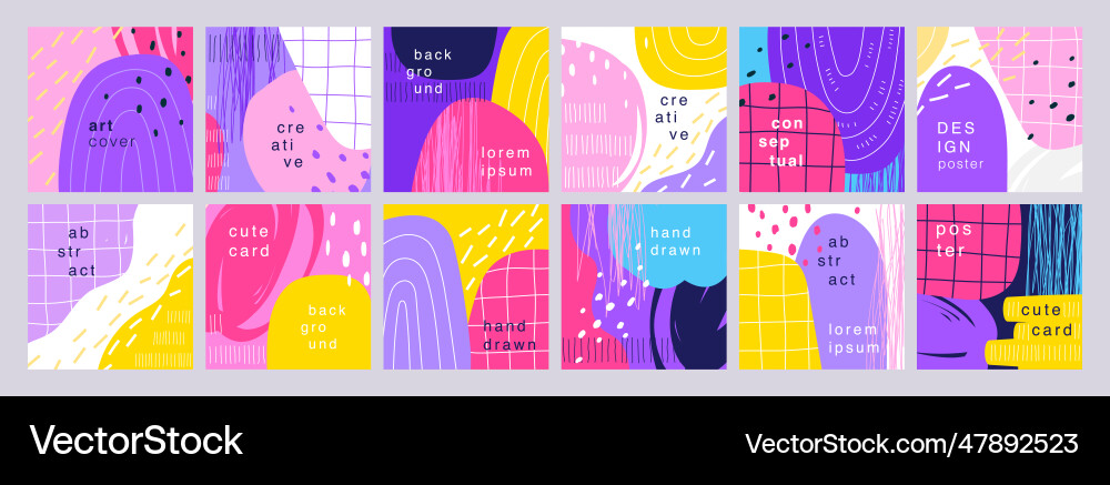 Abstract design poster set trendy graphic cards Vector Image