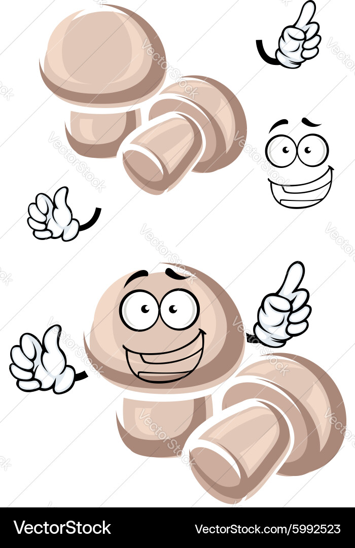 Cartoon funny champignon mushrooms characters Vector Image