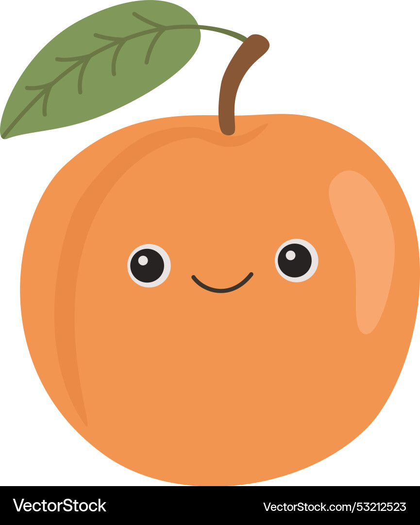 Cute peach with smiling face Royalty Free Vector Image