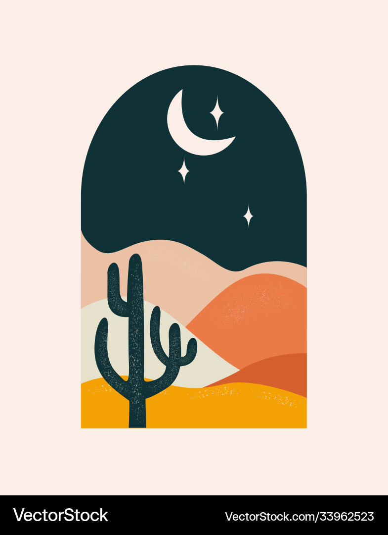 Desert Moonscape - Night Abstract Royalty Free Vector Image