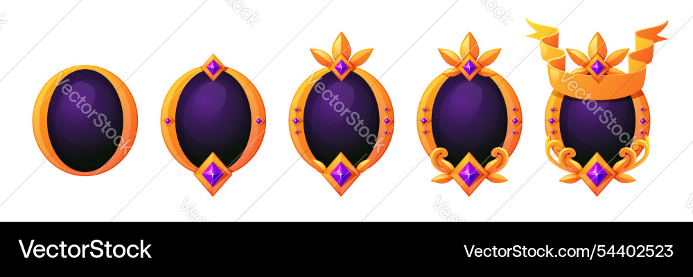 Game rank progression frames and badges Royalty Free Vector