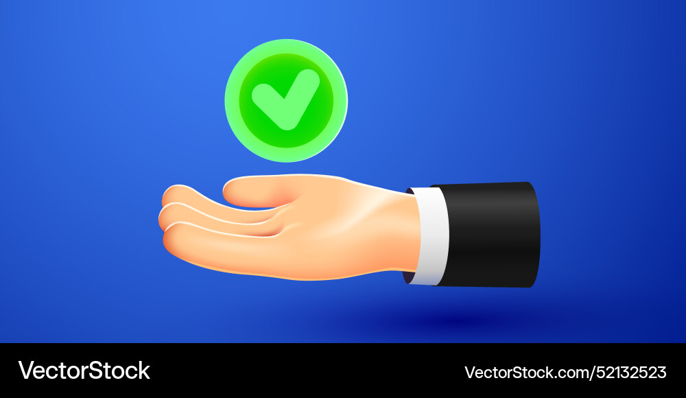 Hand holding approve sign green tick Royalty Free Vector