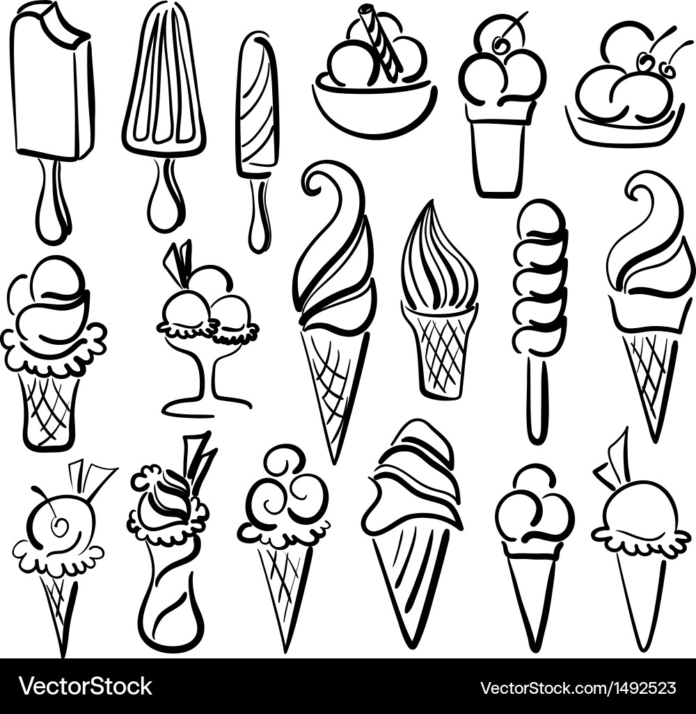 Ice cream symbol set Royalty Free Vector Image